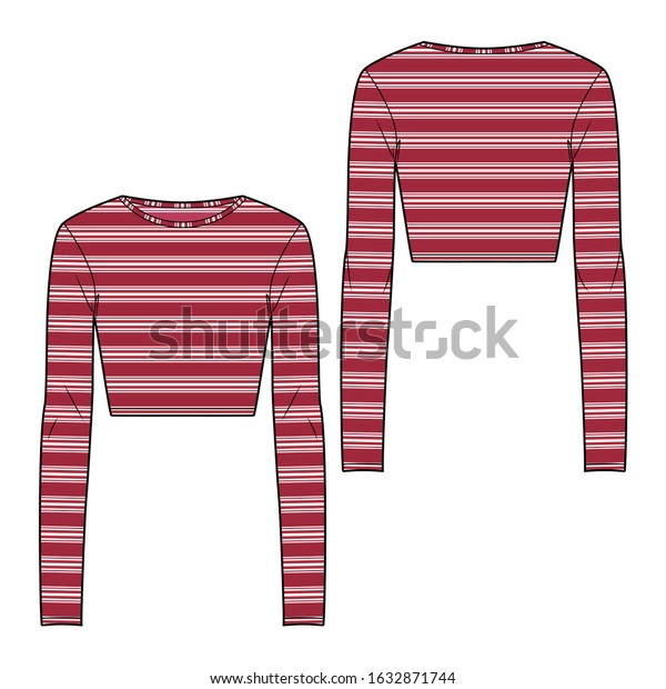 Womens Striped Crop Top Flat Template Stock Vector (Royalty Free ...