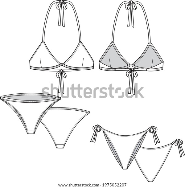 Womens Sustainable Triangle Bikini Bikini Technical Stock Vector ...