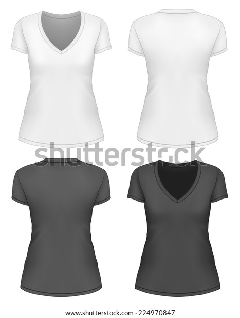 32 Womens V Neck Tshirt Template Images, Stock Photos & Vectors ...