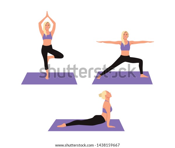 Womens Yoga Vector Set Beautiful Woman Stock Vector (Royalty Free ...