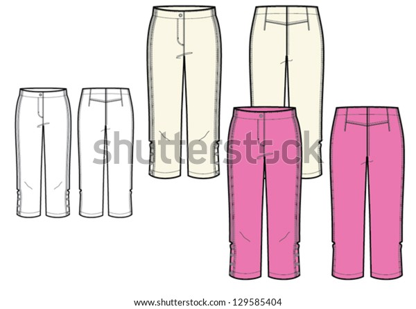 Womenss Trousers Technical Drawing Stock Vector (Royalty Free ...