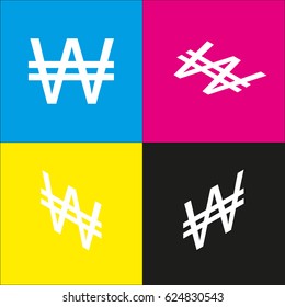Won Sign Vector White Icon Isometric Stock Vector (Royalty Free ...