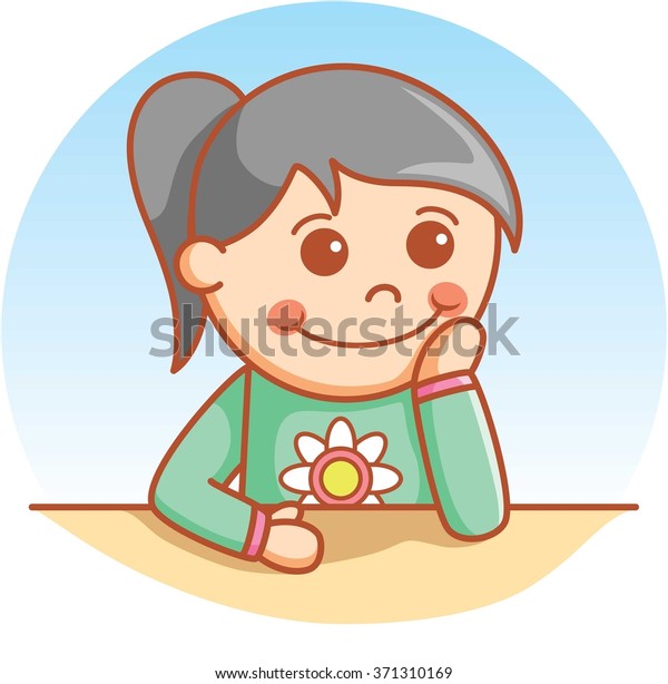 Wondering Cute Girl Stock Vector (Royalty Free) 371310169 | Shutterstock