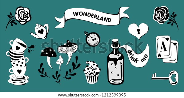 Wonderland Vector Set Stock Vector (Royalty Free) 1212599095 | Shutterstock