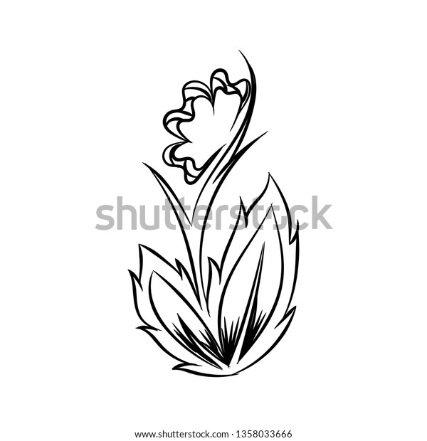 Wood Block Print Vector Floral Element Stock Vector (Royalty Free ...