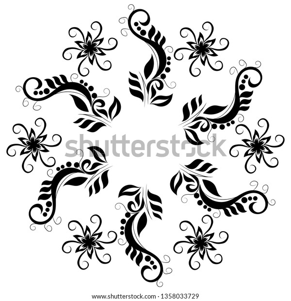 Wood Block Print Vector Floral Element Stock Vector (Royalty Free ...