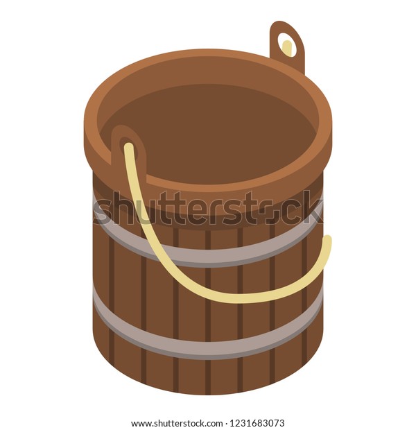 Wood Bucket Icon Isometric Wood Bucket Stock Vector (Royalty Free ...