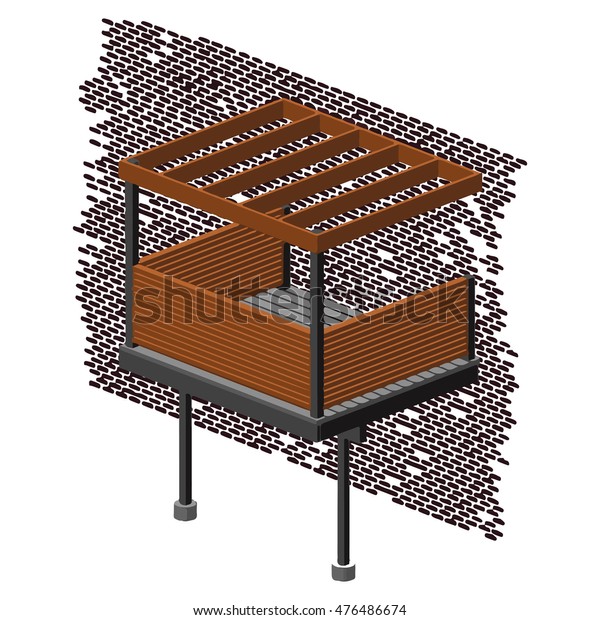 Wood Deck Railing Pergola Stock Vector (Royalty Free) 476486674 ...