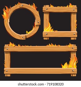 Wood Frame On Fire Stock Vector (Royalty Free) 719108320 | Shutterstock