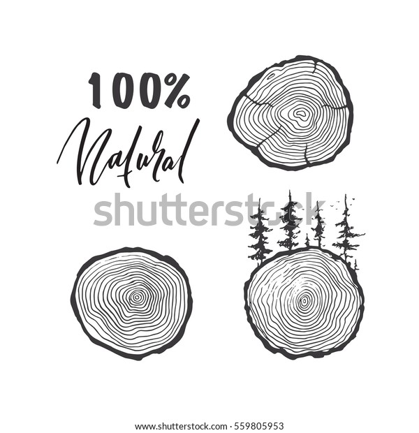 Ensemble d'icônes en bois, logo dessiné : image vectorielle de stock ...