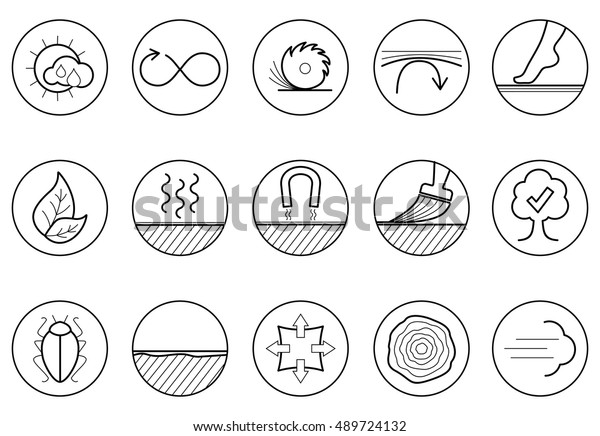 Wood Properties Icons Vector Thine Line Stock Vector (Royalty Free ...