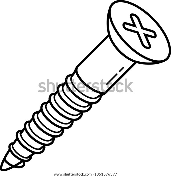 Wood Screws Flat Head Vector Outline Stock Vector (Royalty Free ...
