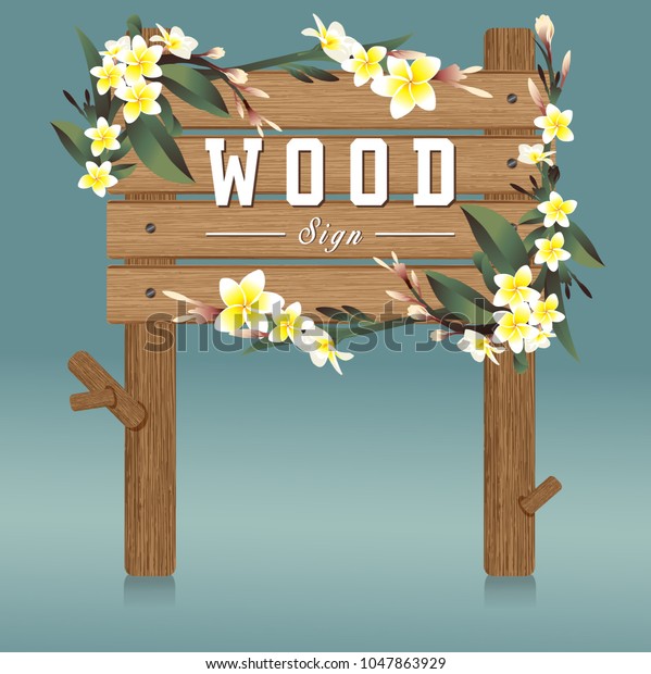 Wood Sign Board Flower Vector Illustration Stock Vector (Royalty Free ...
