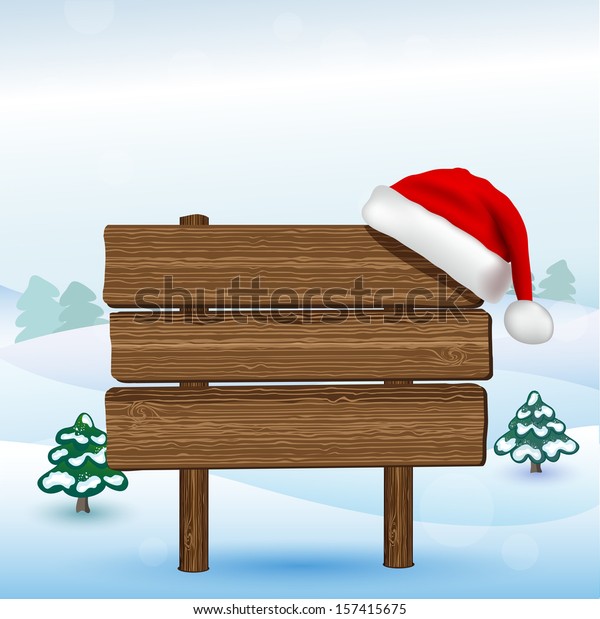 Wood Sign Santa Hat Vector Stock Vector (Royalty Free) 157415675 ...