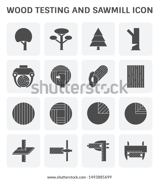 Wood Timber Testing Wood Sawmill Icon: vector de stock (libre de ...