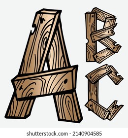 Wood Tree Texture Letters Alphabets Font Stock Vector (Royalty Free ...