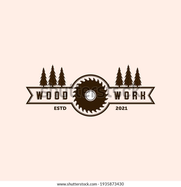 Wood Work Vector Illustration Logo Design Stock Vector (Royalty Free ...