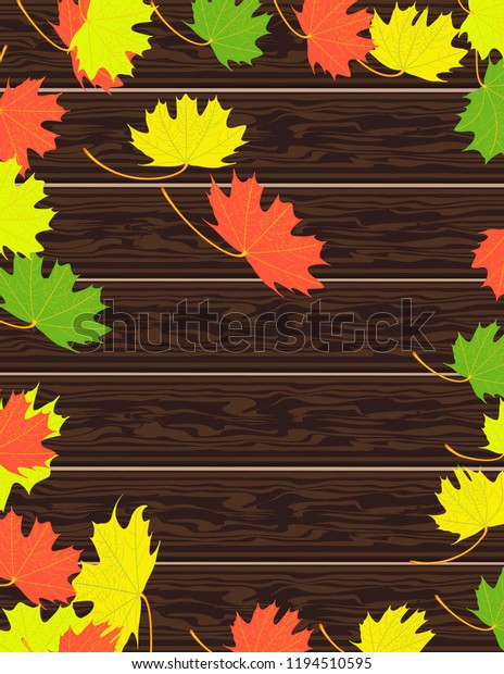 Wooden Background Leaves Stock Vector (Royalty Free) 1194510595 ...