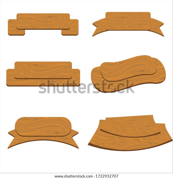 Wooden Banners Set Isolated Vector Illustration Stock Vector (Royalty ...