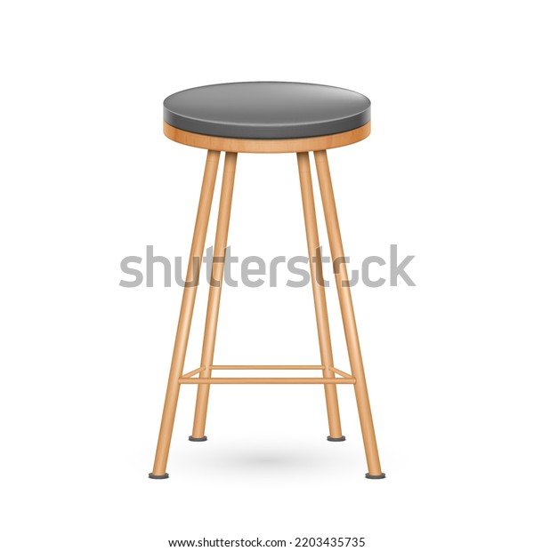 Wooden Bar Stool Realistic Object Contemporary Stock Vector (Royalty ...