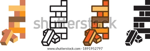 Wooden Block Icon Wooden Toy Icon Stock Vector (Royalty Free ...