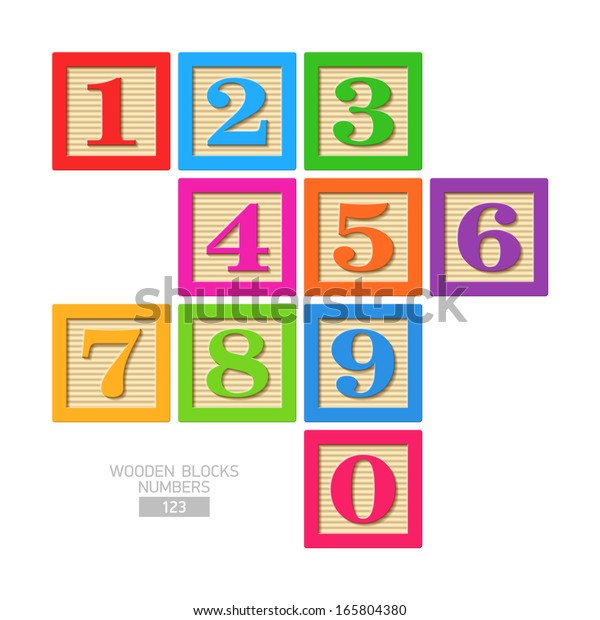Bloques de madera - números. Vector.