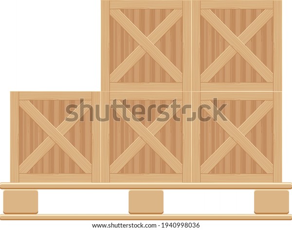 Wooden Boxes Pallet Vector Illustration Isolated Stock Vector (Royalty ...