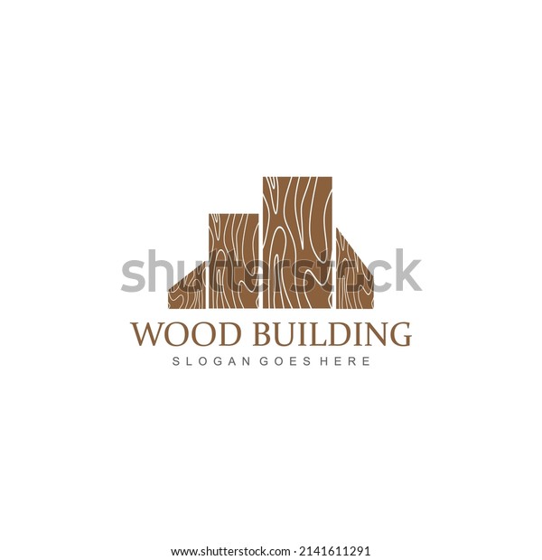 Wooden Building Logo Vector Illustration Building Stock Vector (Royalty ...