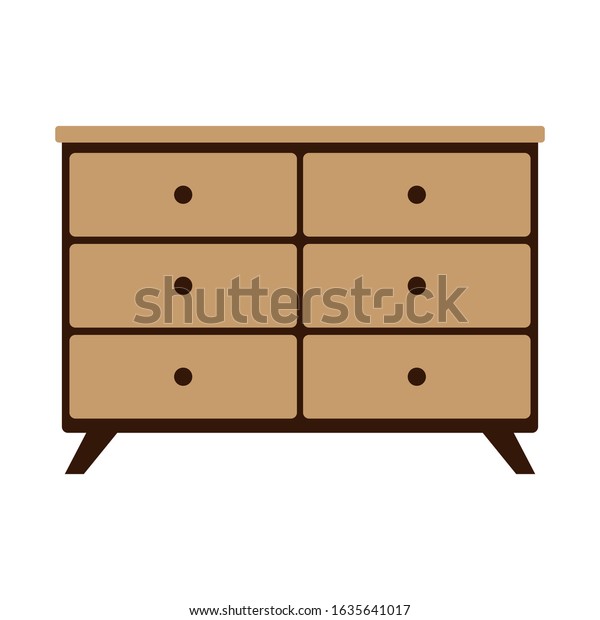 Wooden Chest Drawers Vector Drawing Isolated Stock Vector (Royalty Free ...