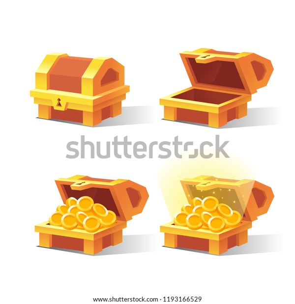Wooden Chest Set Game Interface Vector: เวกเตอร์สต็อก (ปลอดค่าลิขสิทธิ์ ...