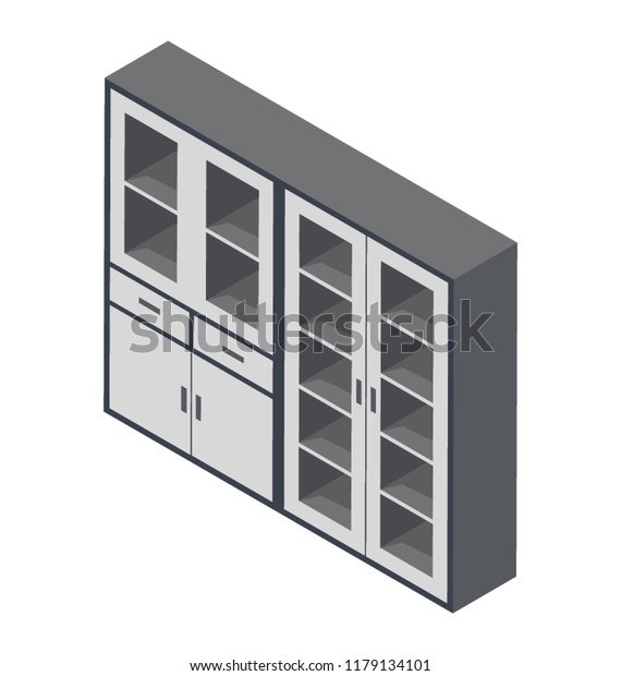 Wooden Crockery Unit Flat Design Icon Stock Vector (Royalty Free ...