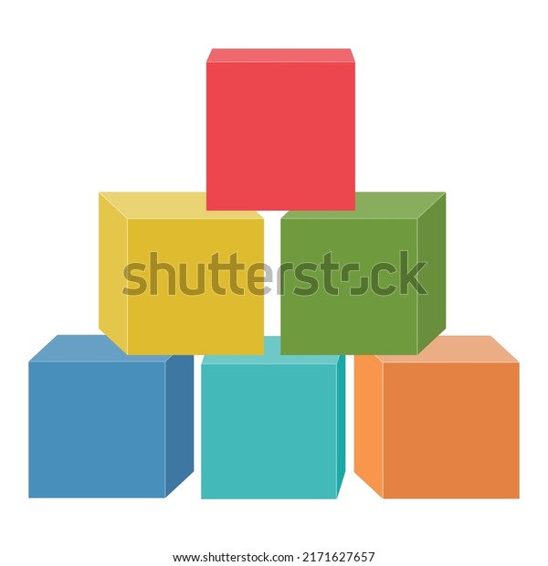 Wooden Cubes Tower Construction Color Vector Stock Vector (Royalty Free ...