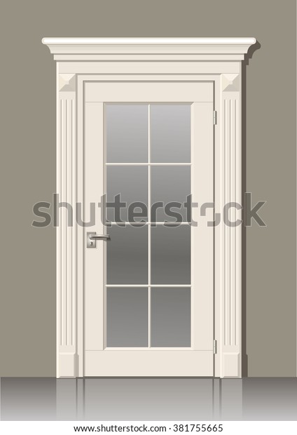 Wooden Door Vector Graphics On Wall Stock Vector (Royalty Free ...