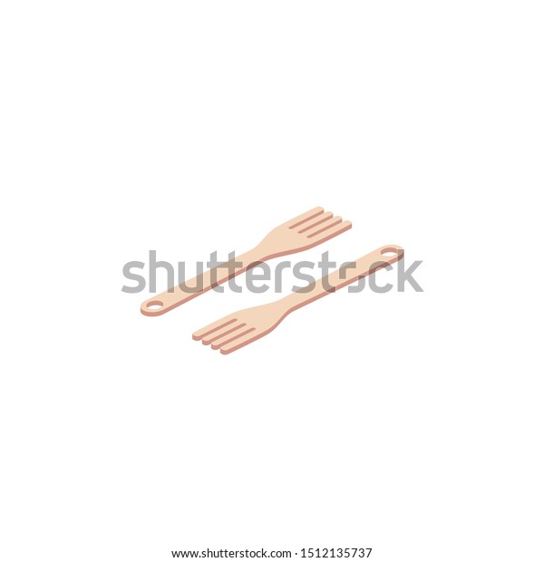 Wooden Fork Vector 3d Isometric Color Stock Vector (Royalty Free ...
