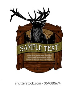 Wooden Frame Deer Stock Vector (Royalty Free) 364080674 | Shutterstock