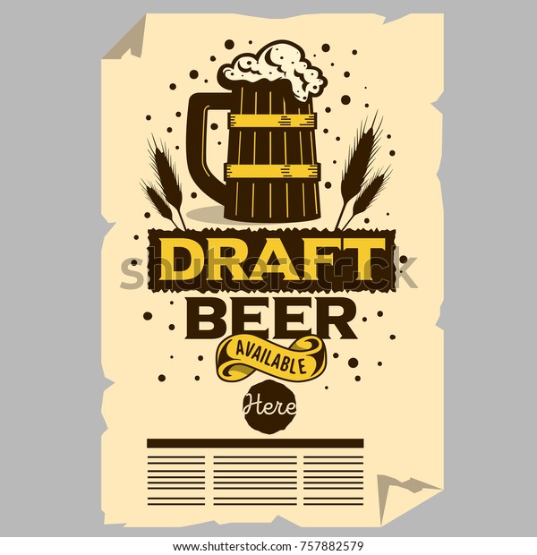 Wooden Mug Draft Beer Illustration Poster Stock Vector (Royalty Free ...