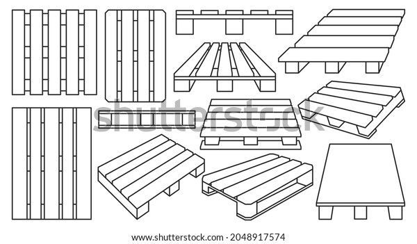 Wooden Pallet Vector Outline Set Icon Stock Vector (Royalty Free ...