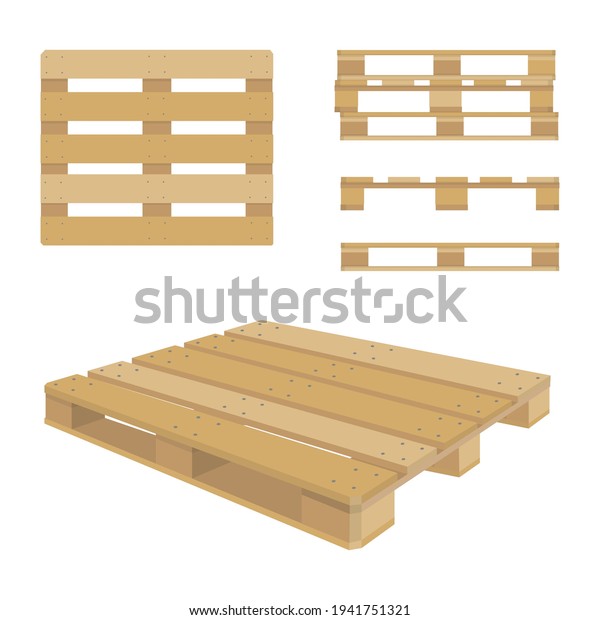 Wooden Pallets Set Top Side View Stock Vector (Royalty Free) 1941751321 ...