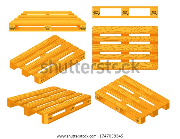 Wooden Pallets Top Front Side Perspective Stock Vector (Royalty Free ...