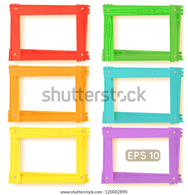 Wooden Picture Frames Color Set Your Stock Vector (Royalty Free ...
