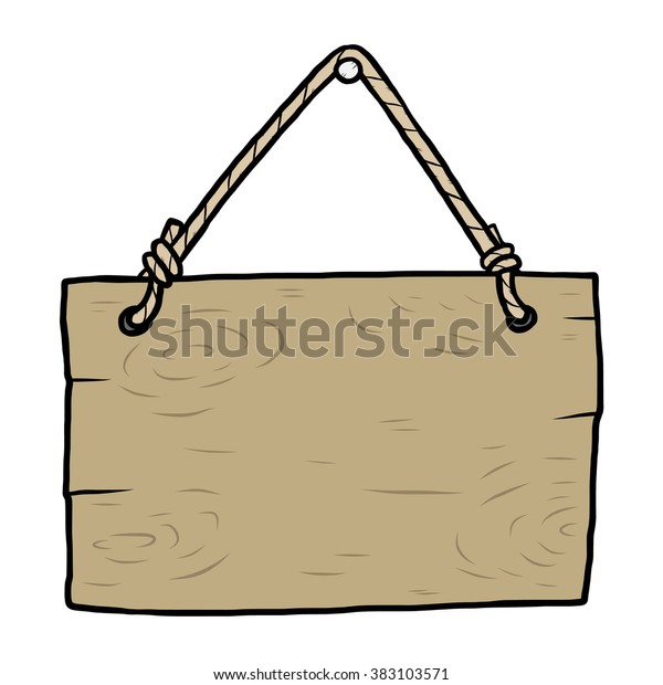 Wooden Placard Rope Cartoon Vector Illustration Stock Vector (Royalty ...