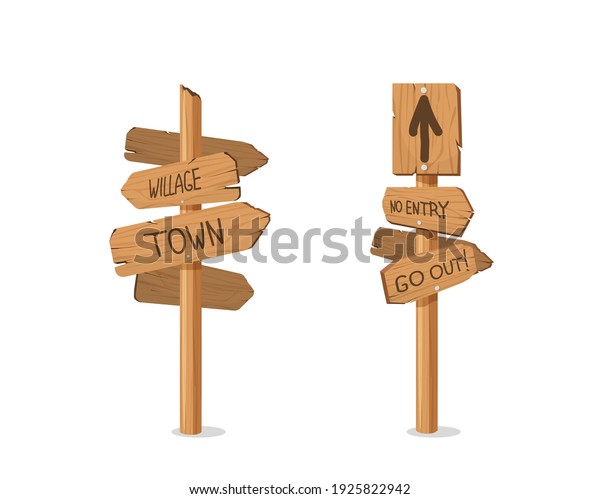 Wooden Post Hung Retro Wooden Pointers Stock Vector (Royalty Free ...