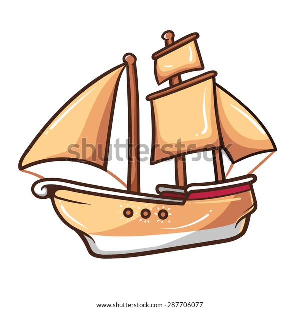 Wooden Ship Cartoon Vector Stock Vector (Royalty Free) 287706077