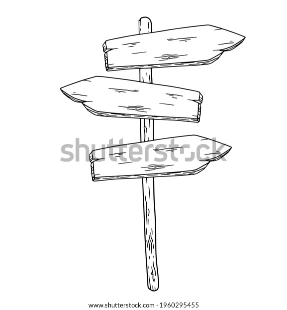 Wooden Signpost Path Route Information Index Stock Vector (Royalty Free ...