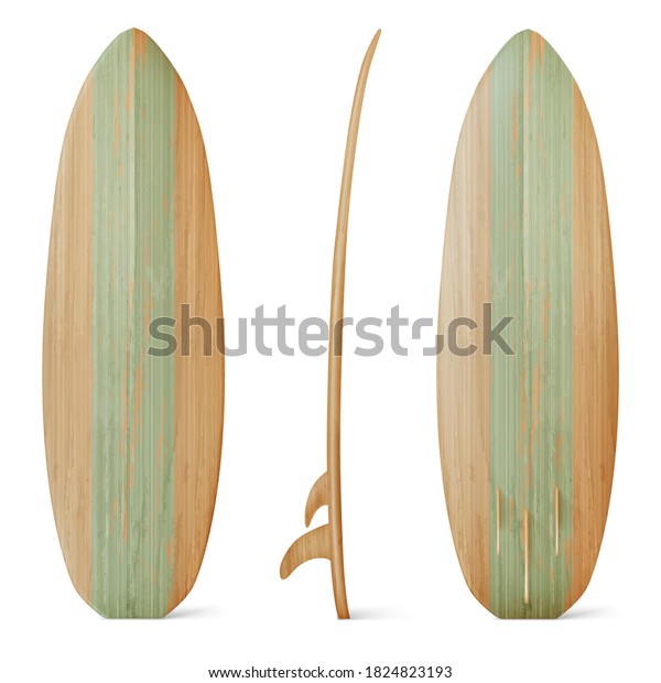 Wooden Surfboard Front Side Back View: เวกเตอร์สต็อก (ปลอดค่าลิขสิทธิ์ ...