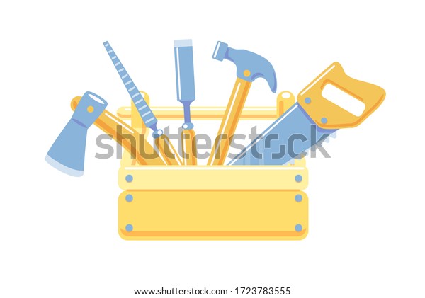 Wooden Toolbox Carpentry Tools Isolated Vector Stock Vector (Royalty ...