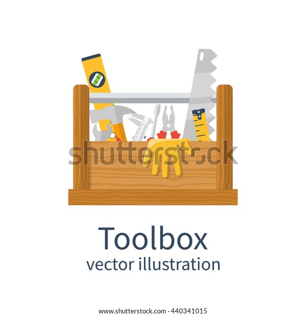 Wooden Toolbox Isolated Vector Illustration Flat 库存矢量图（免版税）440341015 ...