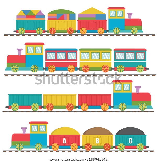 Wooden Train Carriages Color Vector Illustration Stock Vector (Royalty ...