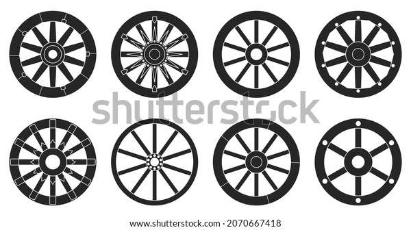 Wooden Wheel Black Vector Set Illustration Stock Vector (Royalty Free ...