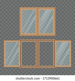 Wooden Windows Set Vector Illustration Isolated Stock Vector (Royalty ...